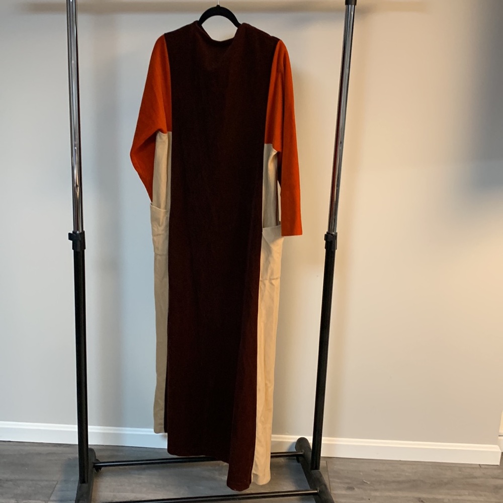 Vintage Sears Velvet Color Block Robe Half-Zip 3/4 Le… - Gem